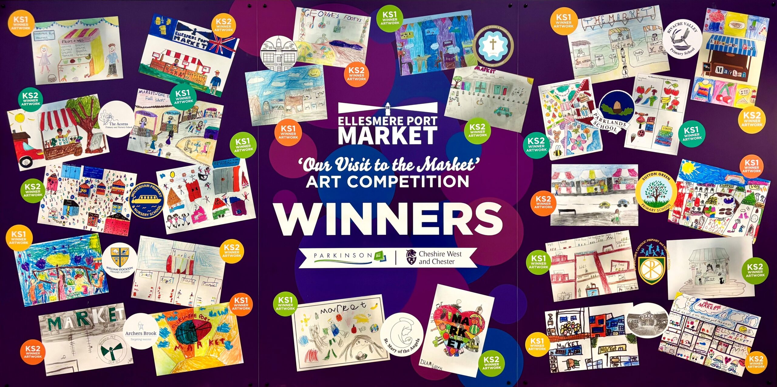 Market unveils local schools’ artwork display - Ellesmere Port Market